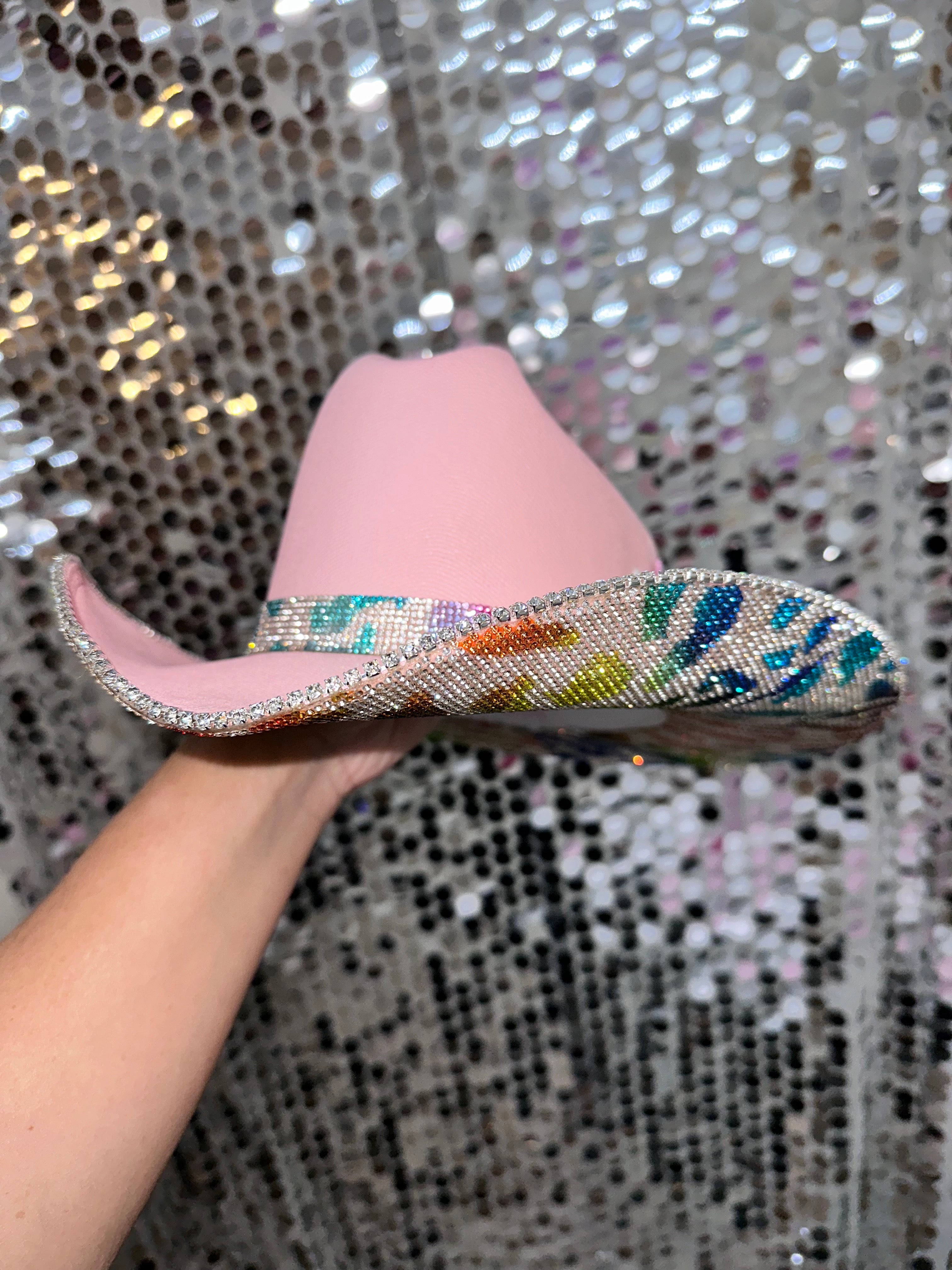Pink and Rainbow Leopard Print Kids Hat – Rhinestone Cowgirl