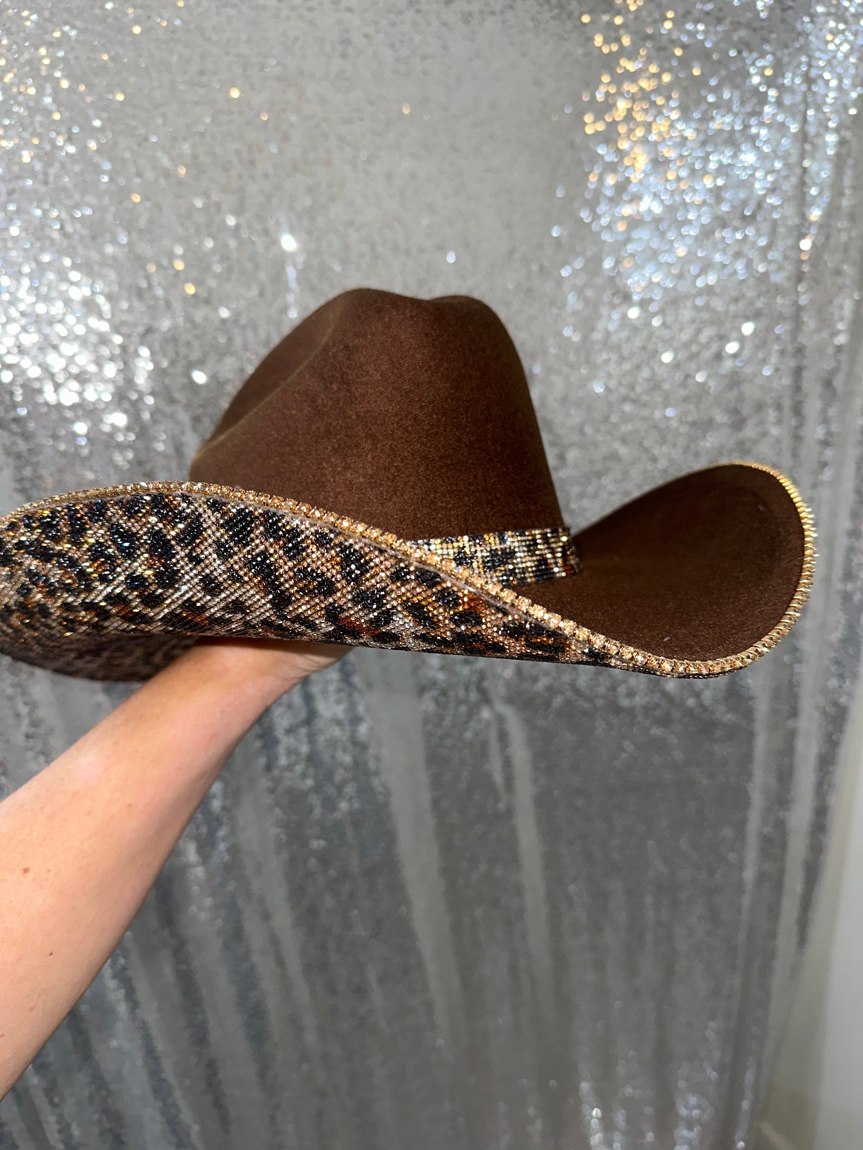 Brown Felt with Leopard Rhinestones – Rhinestone Cowgirl