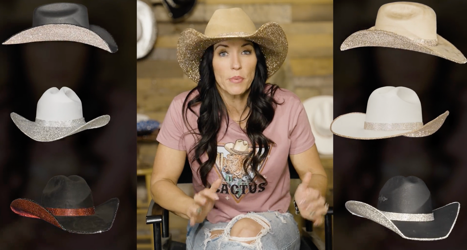 "Blacked Out" square style hat- underneath brim only – Rhinestone Cowgirl